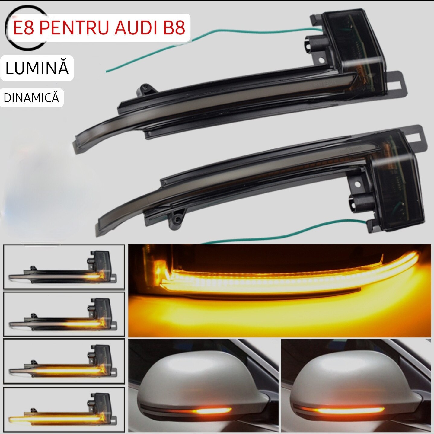 Set 2 Bucati Semnalizare Dinamica Led Oglinda AUDI B8, A4 S4 2008-2009 ...