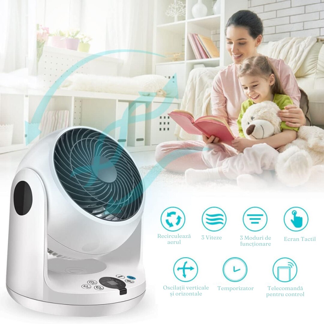 Ventilator Portabil Zenino - cu Telecomanda, Ecran Tactil, A++, 38W ...