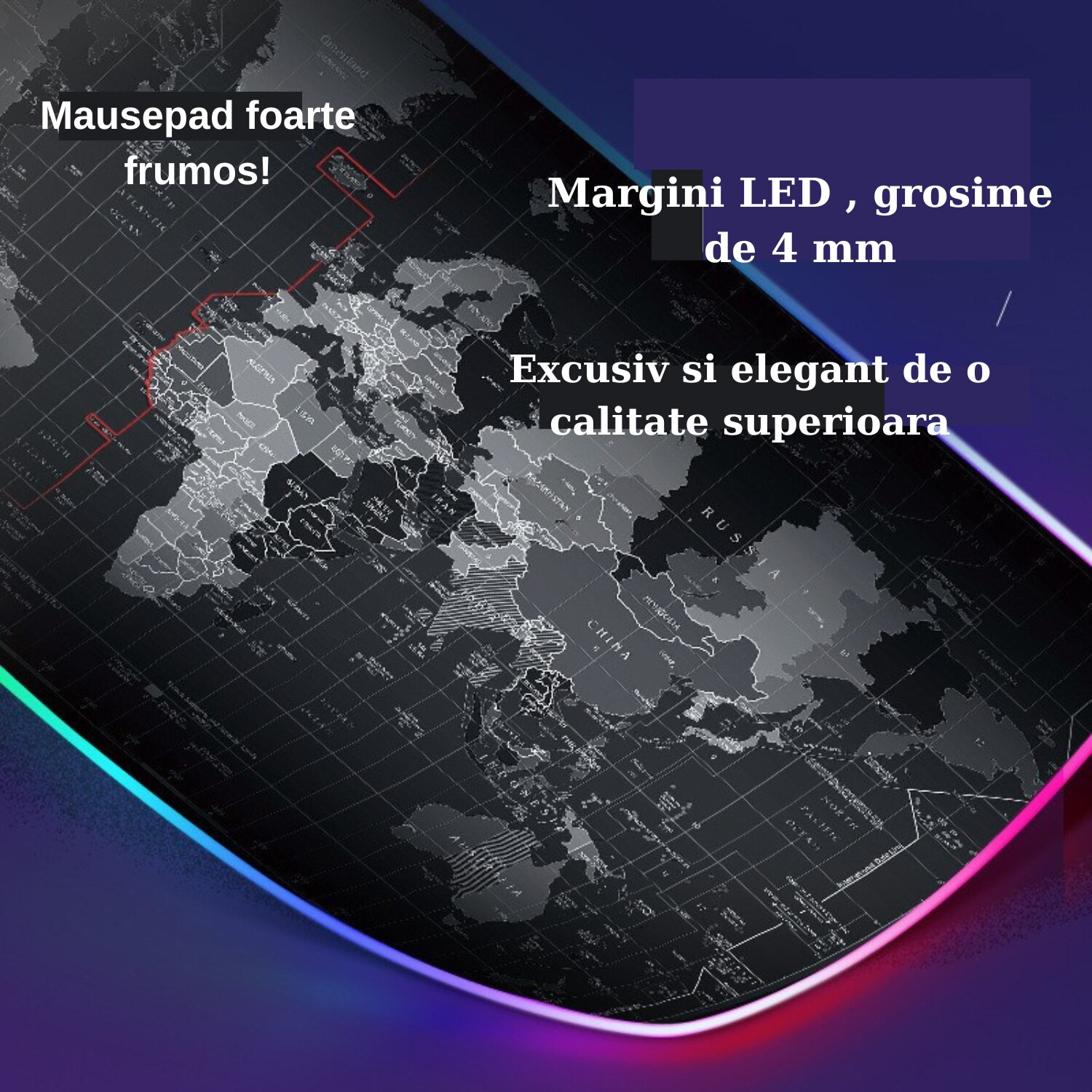 Mousepad profesional gaming si birou, Textil cu baza cauciucata, RGB ...