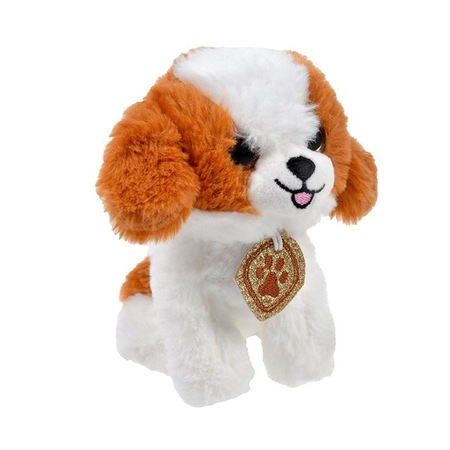 Catelus din Plus, 15 cm, Alb/Maro, ATU-086207 - eMAG.ro