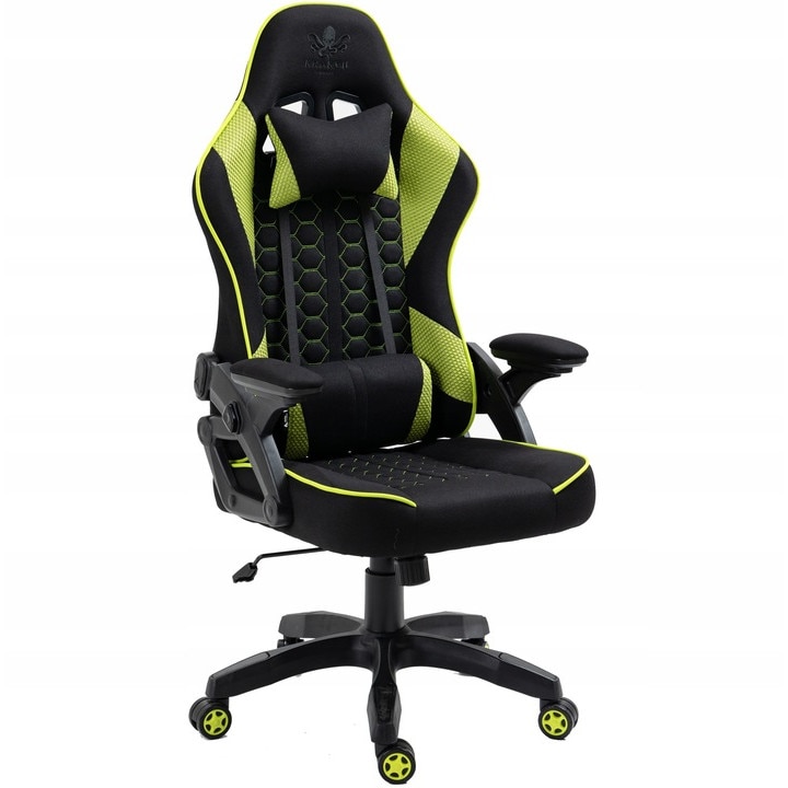 Scaun gaming FEYTON, Kraken, Tesatura, negru/verde - eMAG.ro
