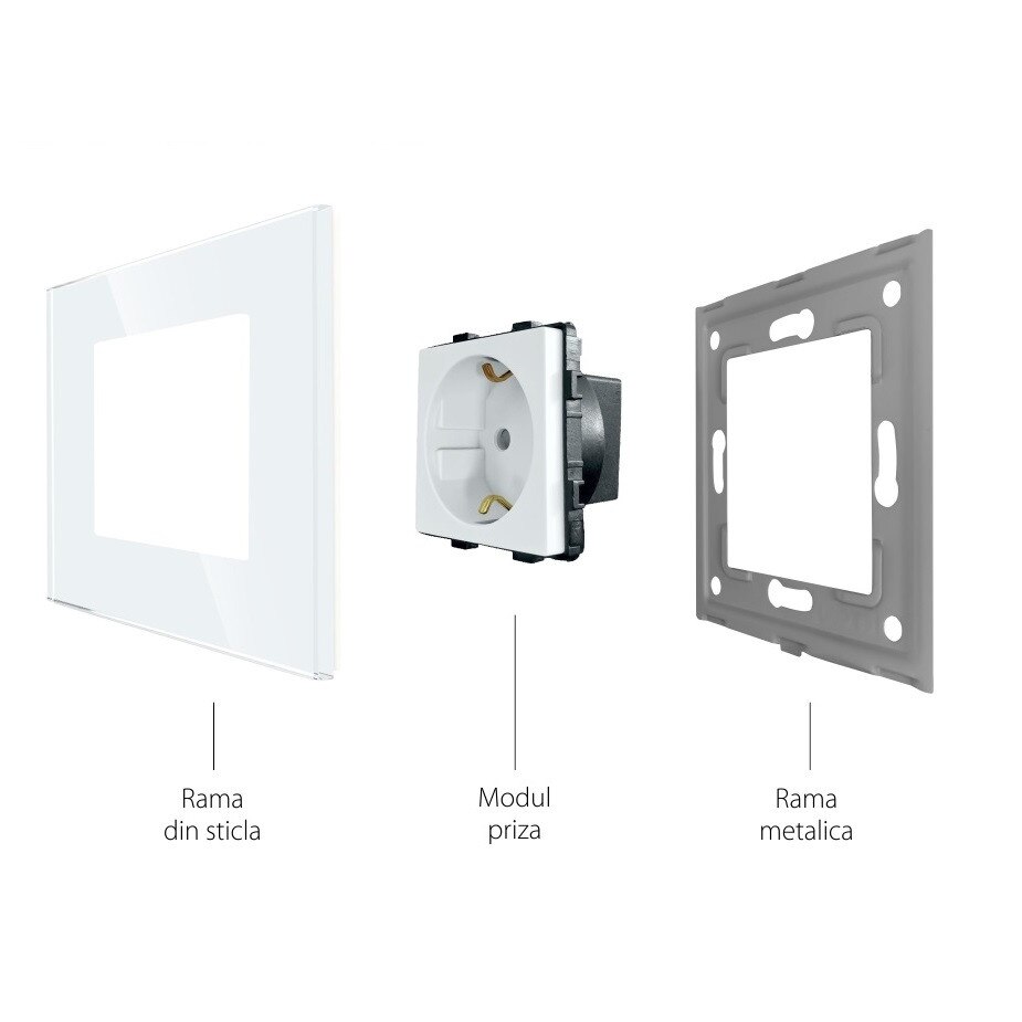 Priza Simpla cu rama de sticla Gri - eMAG.ro