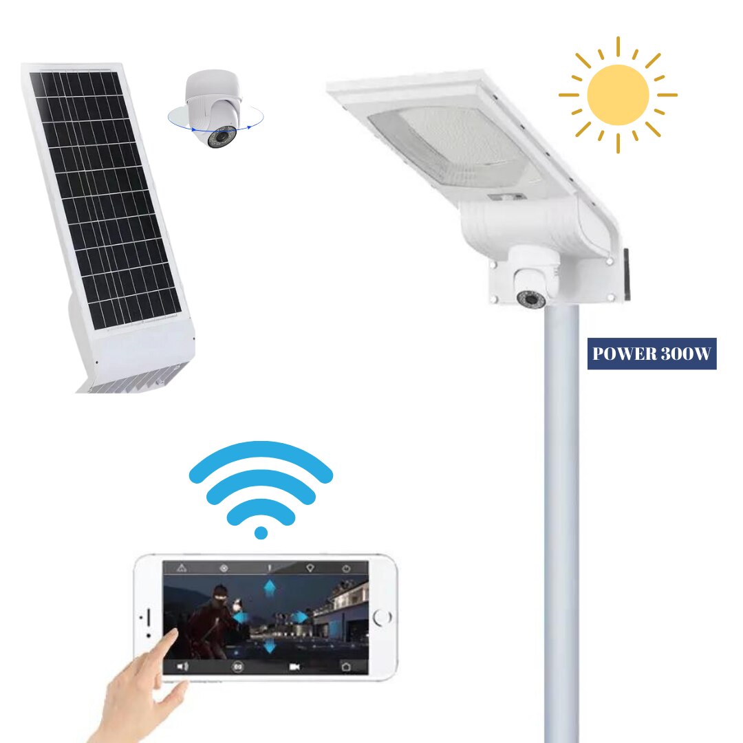 Kit inovator 2 in 1 Lampa solara 300 W Camera WIFI Wistino, Senzor ...