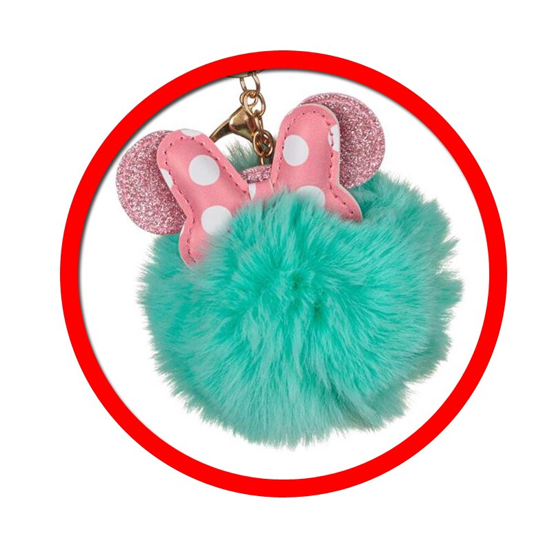 Breloc Pufos Pompon cu fundita roz, 10 cm, Verde, ATU-088737 - eMAG.ro