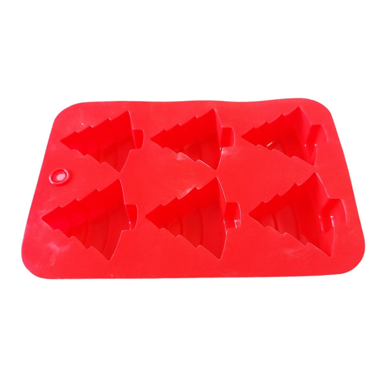 Forma silicon pentru prajituri, Tema Craciun, Brad, 6 cavitati, Rosu ...