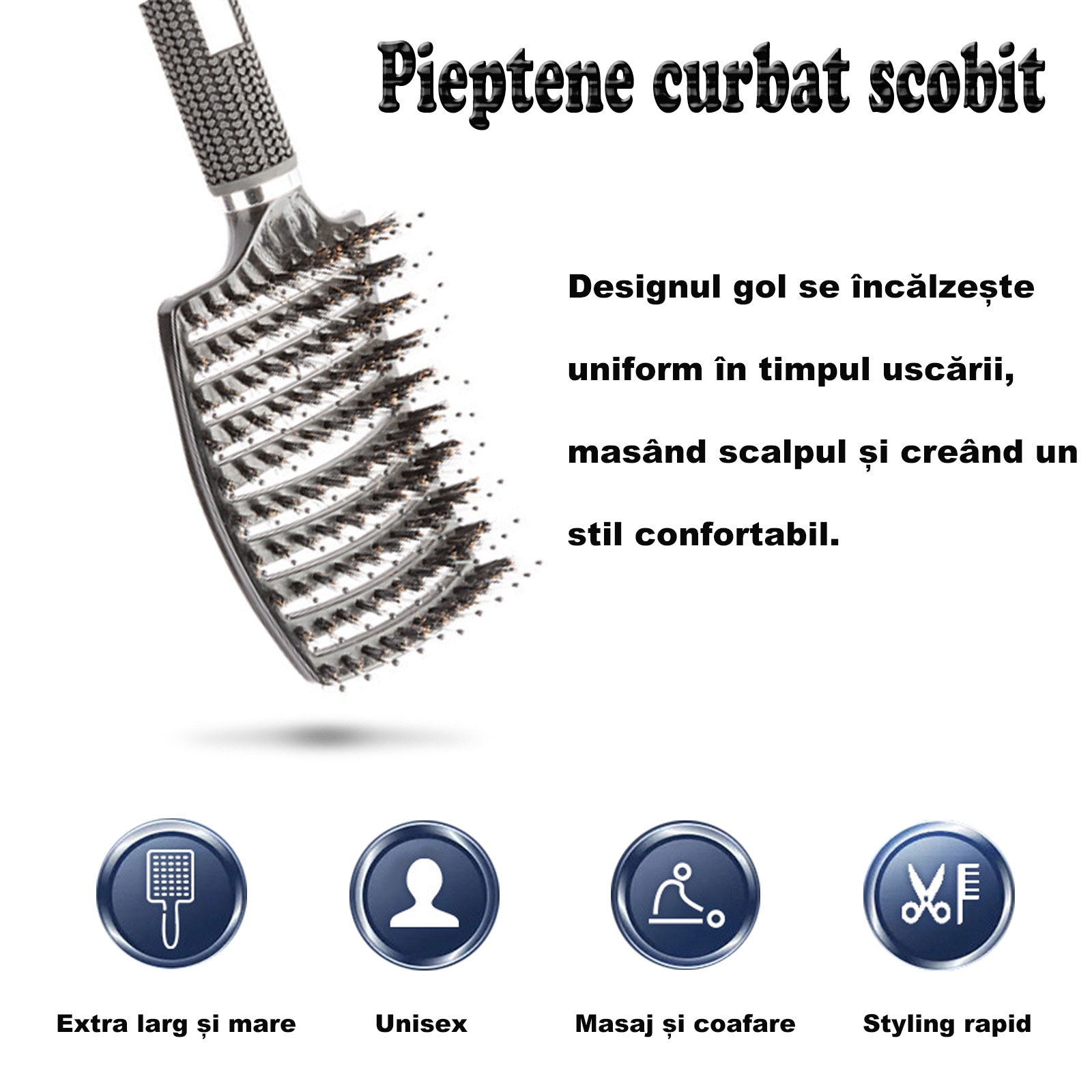 Perie de par, Perii naturali de mistret, pentru parul ondulat umed si ...