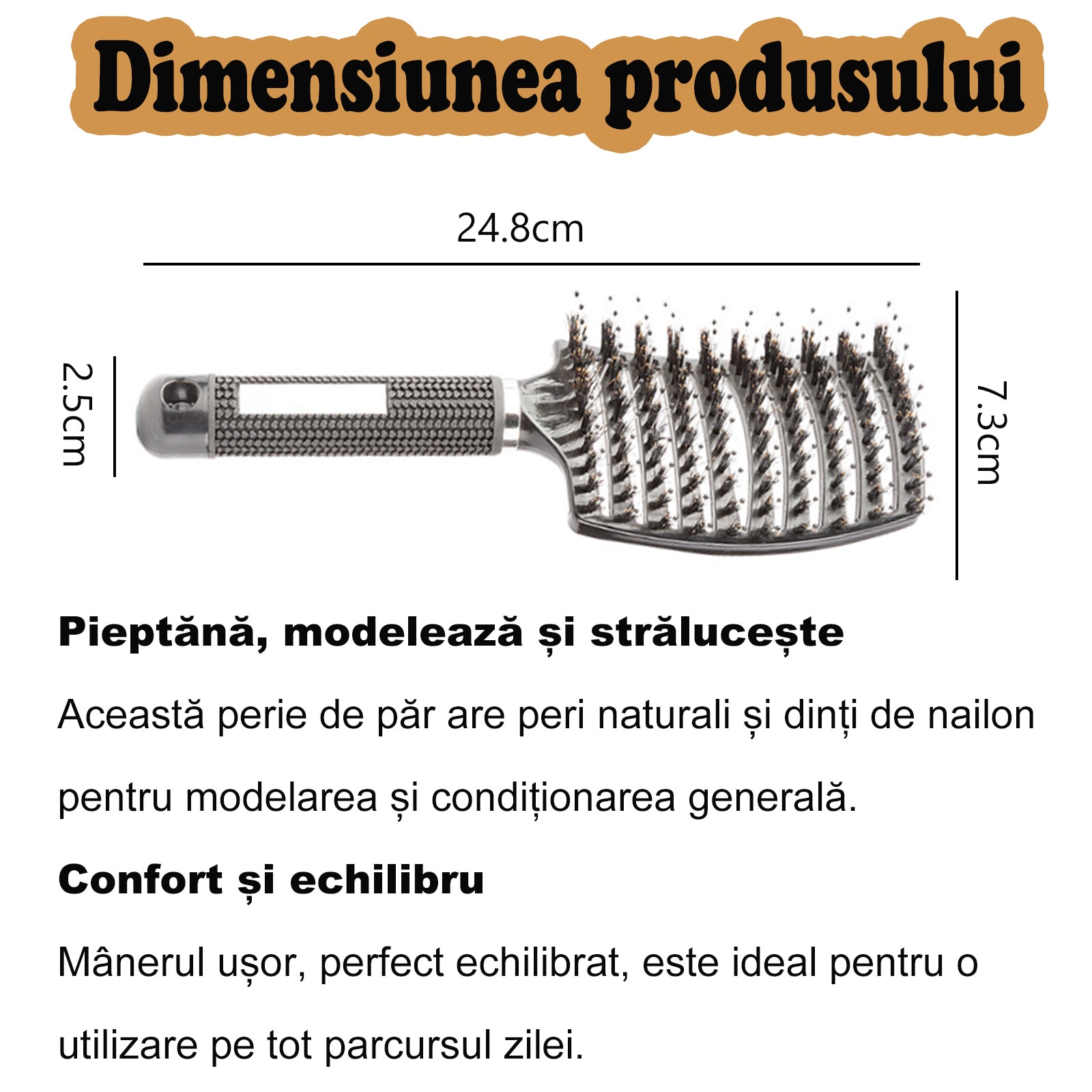 Perie de par, Perii naturali de mistret, pentru parul ondulat umed si ...