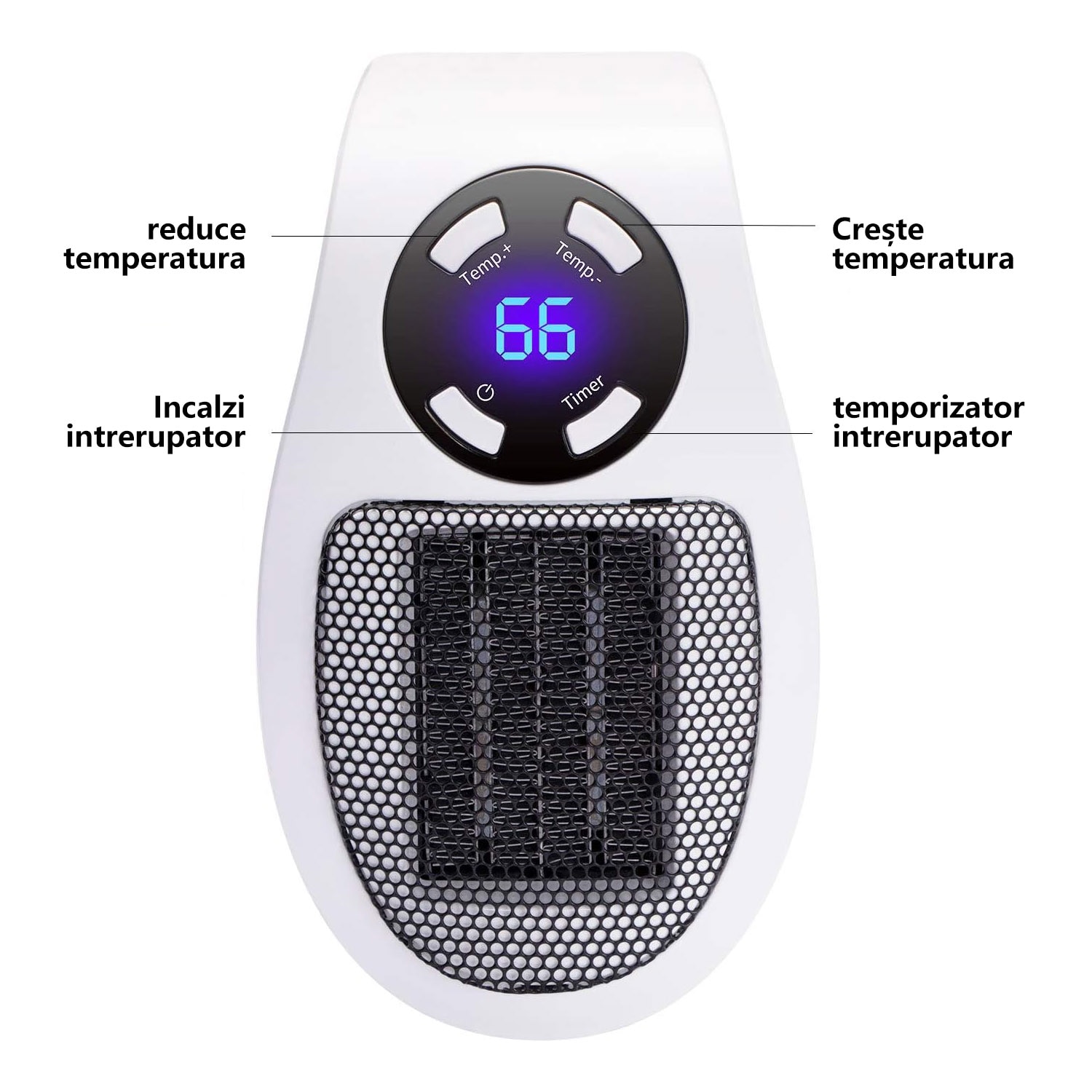 Mini incalzitor portabil de aer, Amtok, 350W, Afisaj LED, conexiune la ...