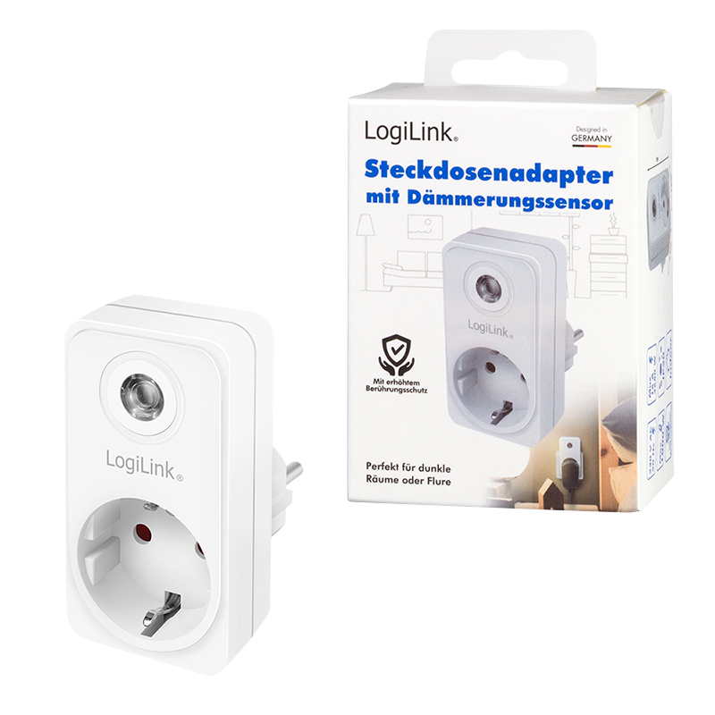 Adaptor priza LogiLink PA0263, cu senzor lumina zi/noapte, indicator ...