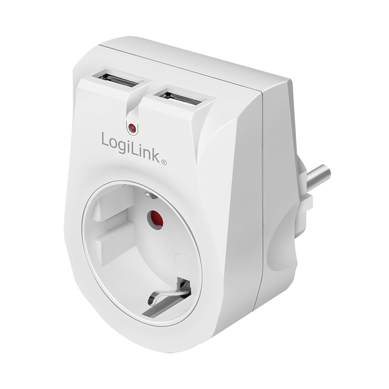 Adaptor priza LogiLink PA0246, 1 priza, 2x USB-A 5 V/2.1 A, 10.5 W ...