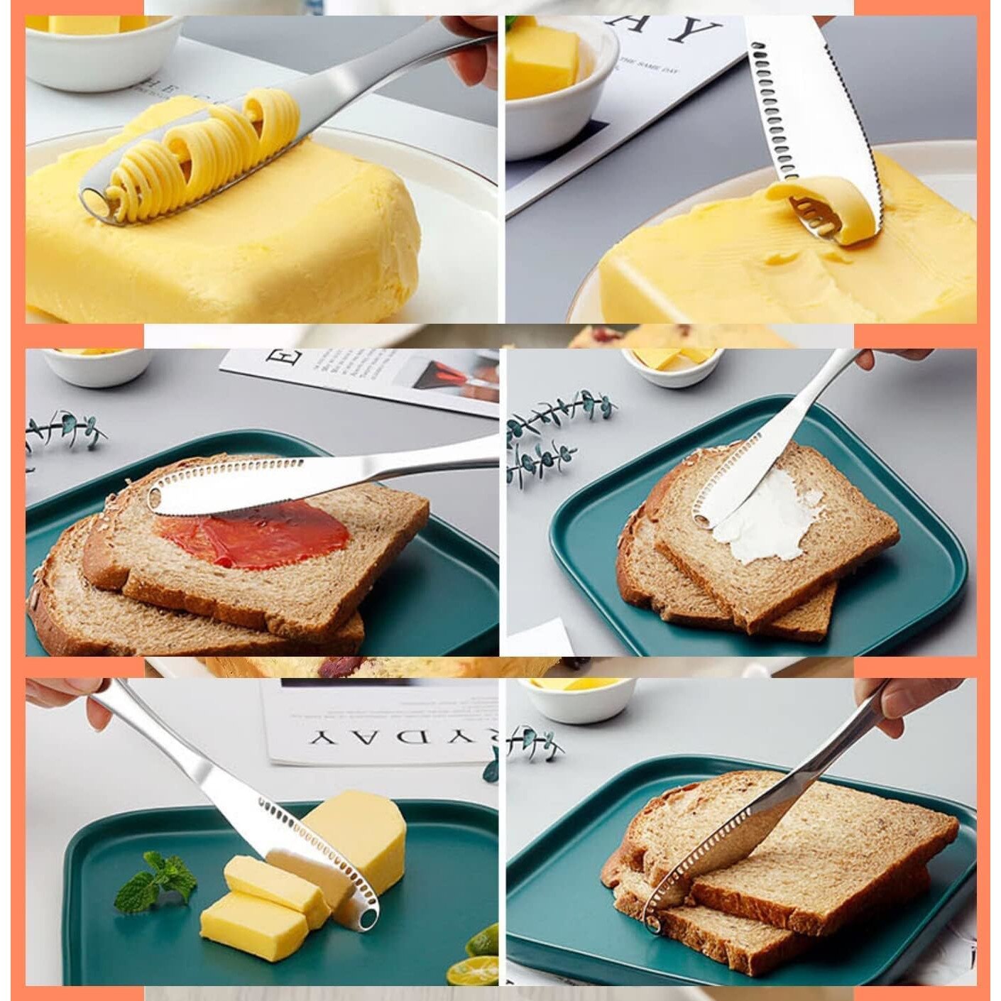 Set de 2 cutite din inox pentru intins unt, ciocolata sau gem, 3 ...