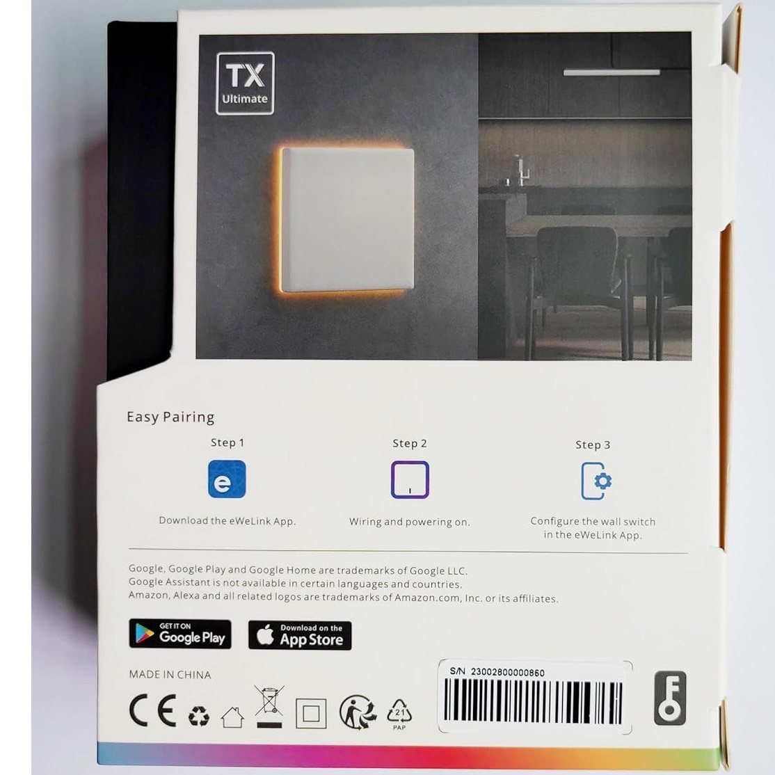 Intrerupator inteligent Sonoff T5-3C-86, Wi-Fi, cu full touch, 3 canale ...