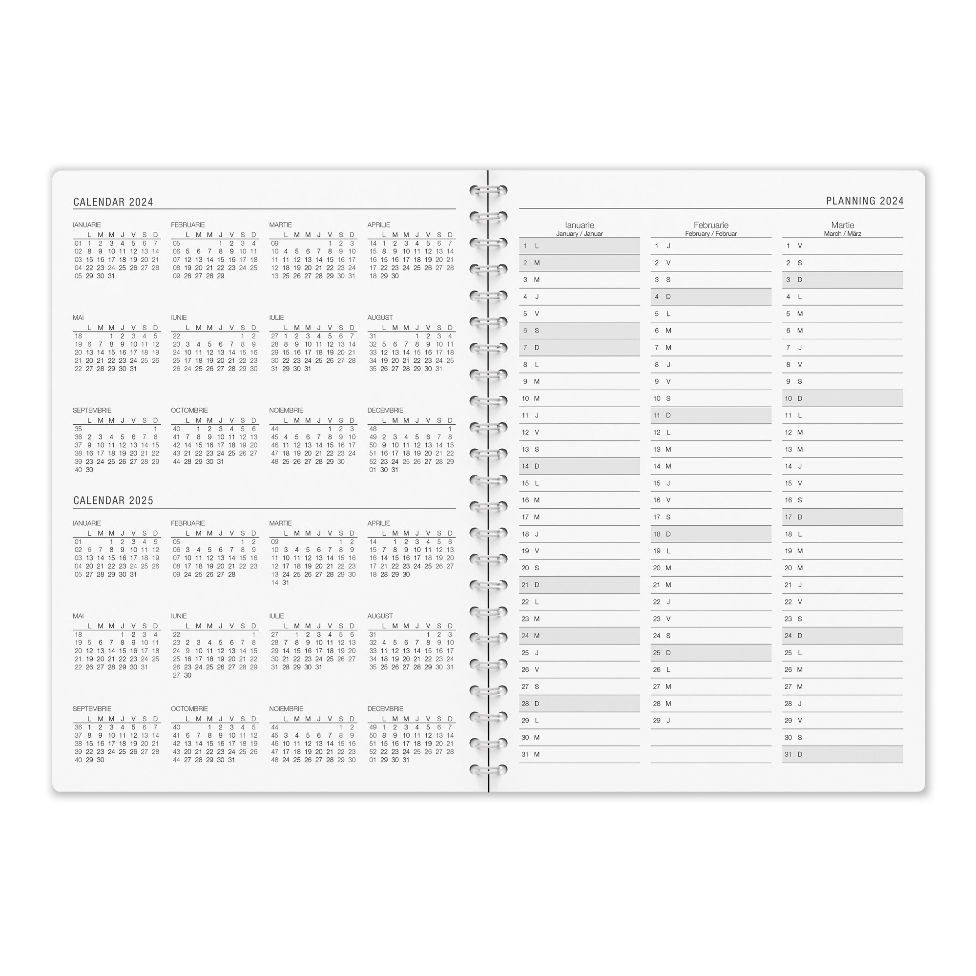 Agenda A4 datata zilnic spirala, 272 pagini, coperta carton si ...