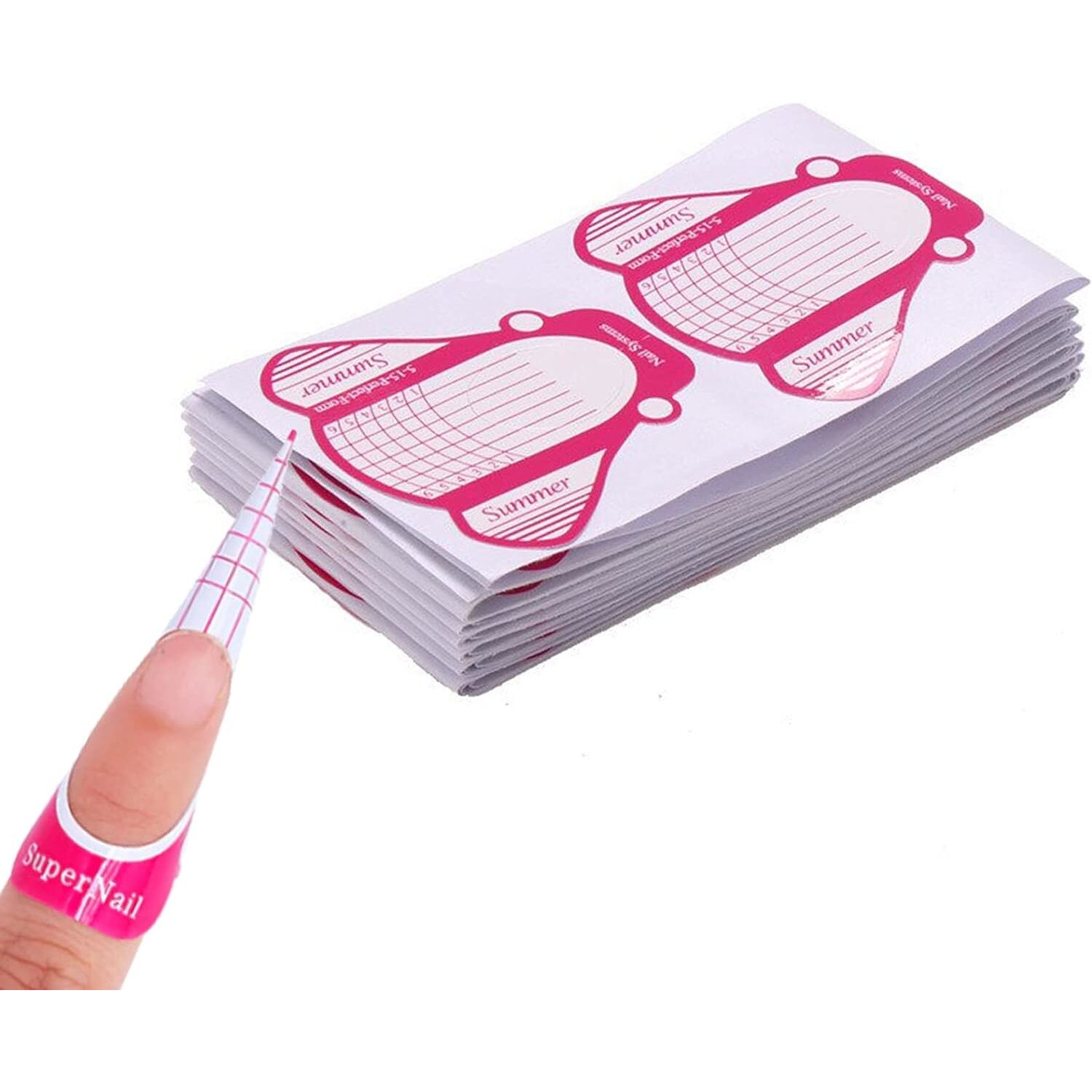 Set forme de unghii pentru constructie gel, Sunmostar, 100 buc, Roz ...