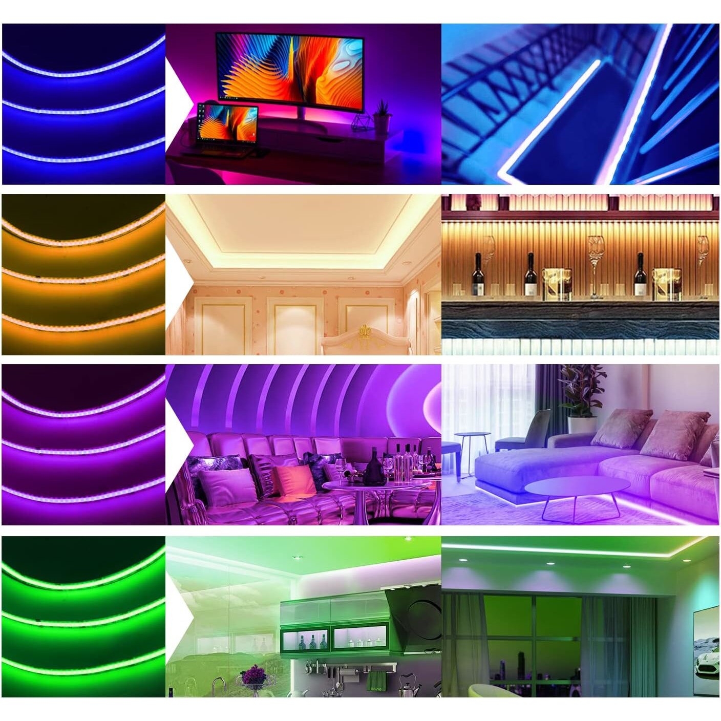 Banda LED COB 24v colorata RGB 768 leduri/metru - eMAG.ro