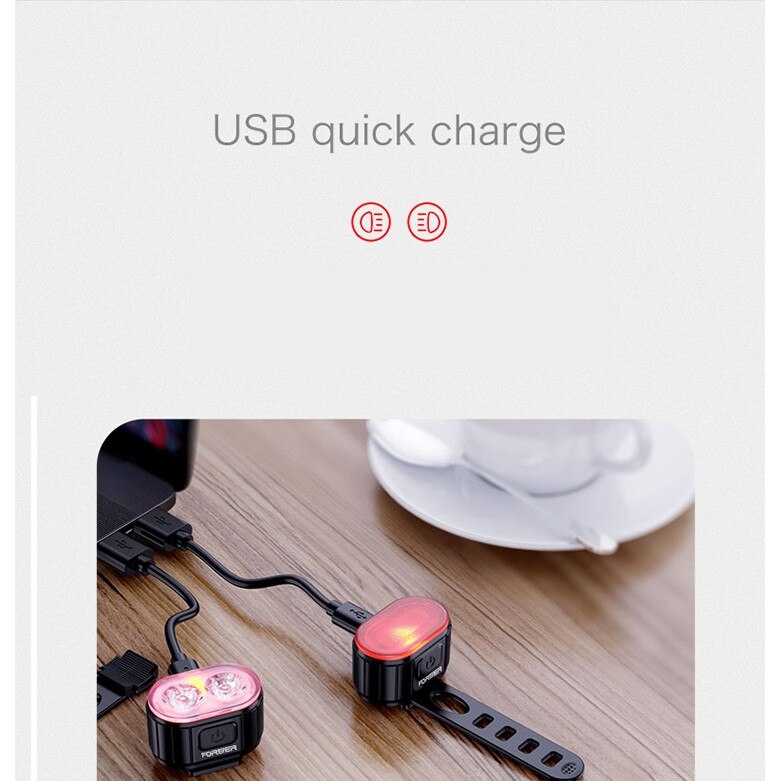 Set Lumini LED bicicleta, incarcare USB, clema fixare ghidon din ...