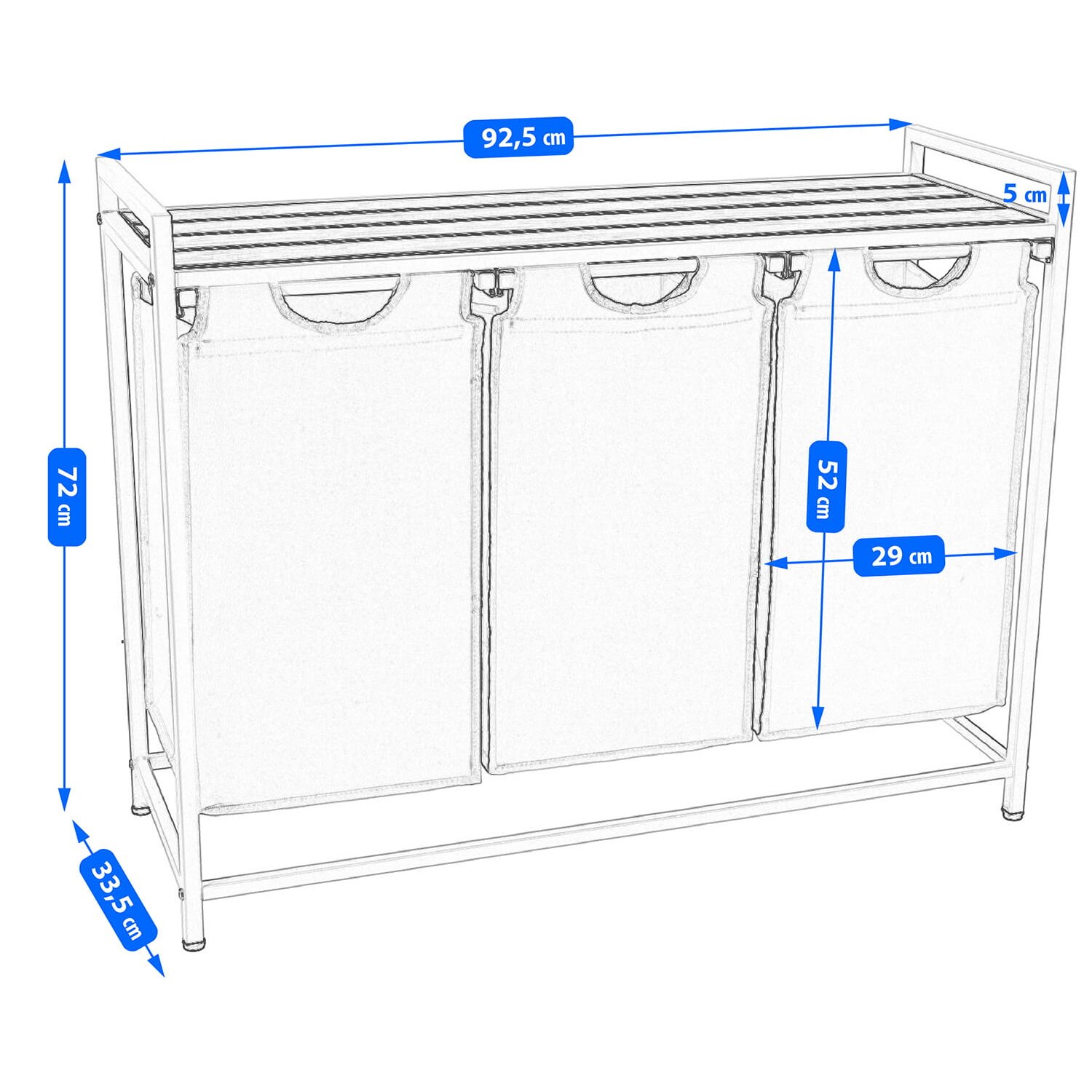 Dulap baie cu cadru metalic si sertare suspendate pentru cos de rufe, 3 ...