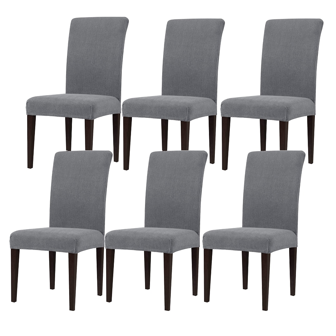 Set 6 Huse Scaun Universale GALAXIA®, Elastice, Din Bumbac Embosat, Gri ...