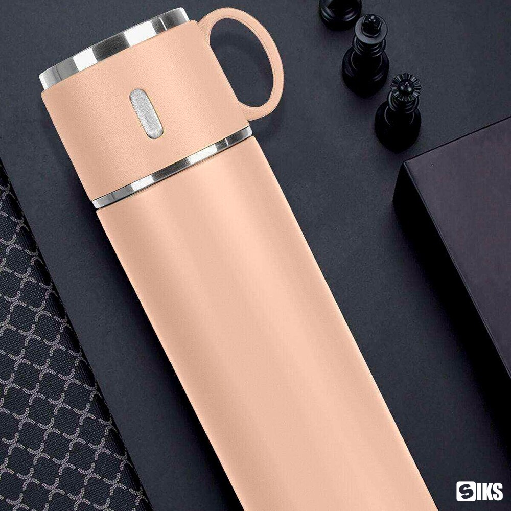 Set Sticla Termos SIKS cu interior din Inox Cu 2 Cani Extra, Cu Perete ...