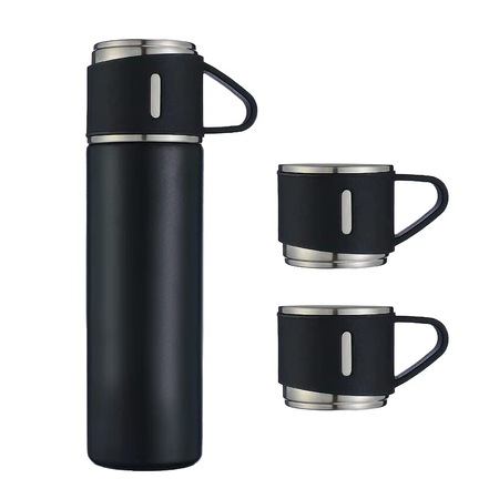 Set Sticla Termos SIKS cu interior din Inox Cu 2 Cani Extra, Cu Perete ...