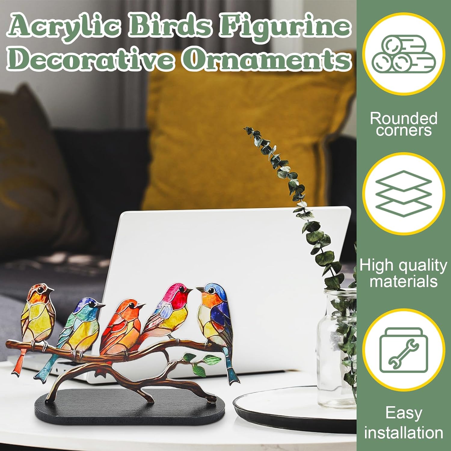 Ornament cu pasari colorate, Sunmostar, Acril, Multicolor - eMAG.ro