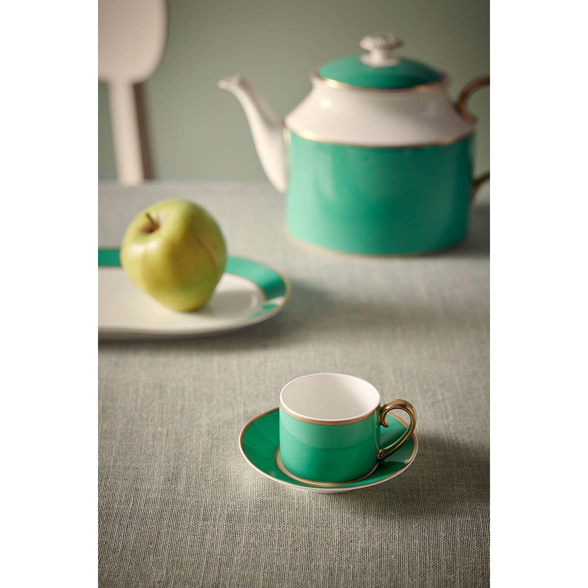 Ceasca espresso cu farfurie verde portelan Chique, 120 ml - eMAG.ro