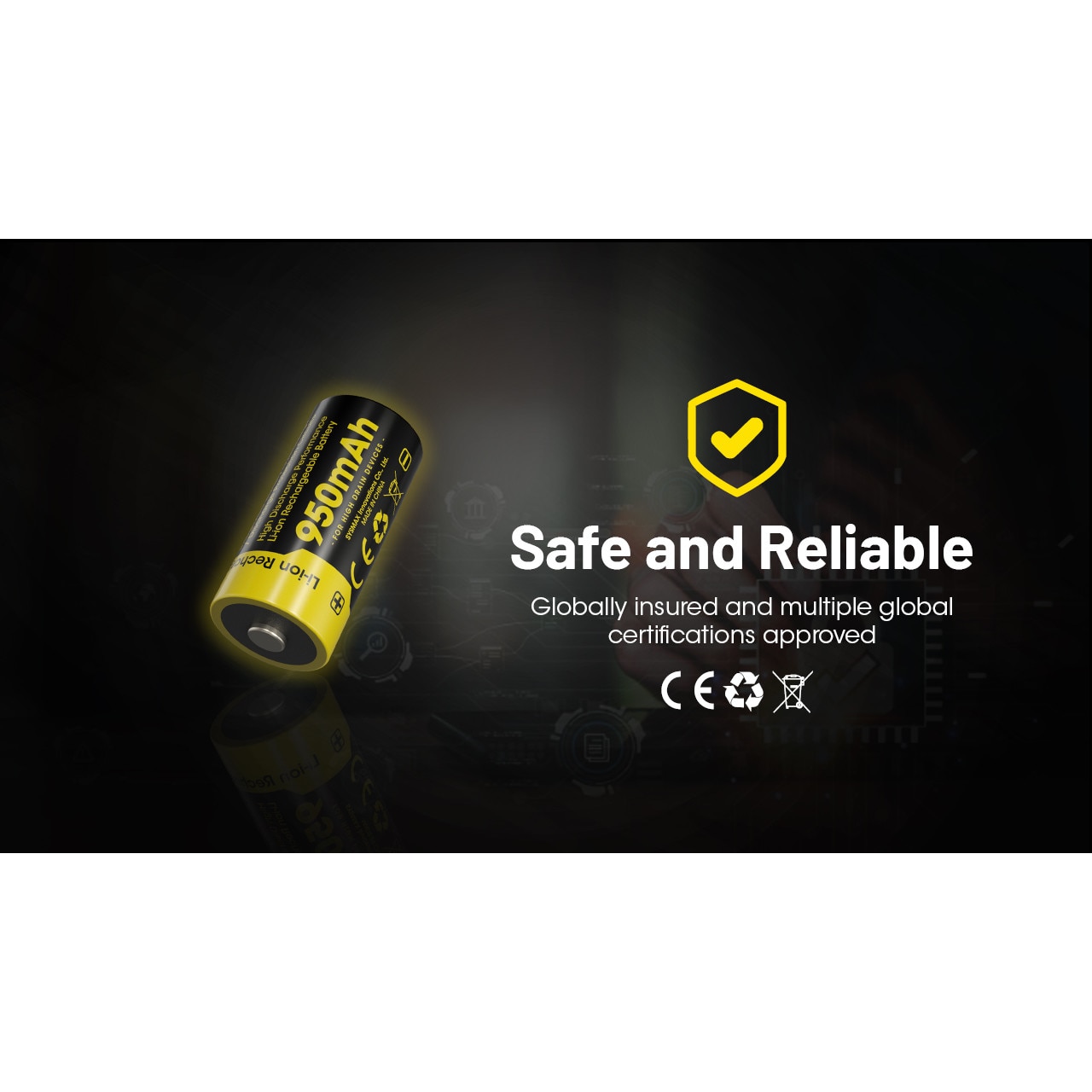 Acumulator Li-Ion, Nitecore NL169, RCR123A, 16340, 950 mAh, PCB, 3.6V ...