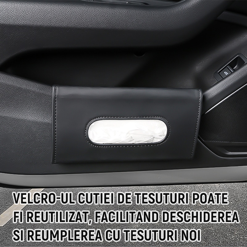 Cutie de hartie absorbanta auto, Vaxiuja, Inchidere Velcro, Design plug ...