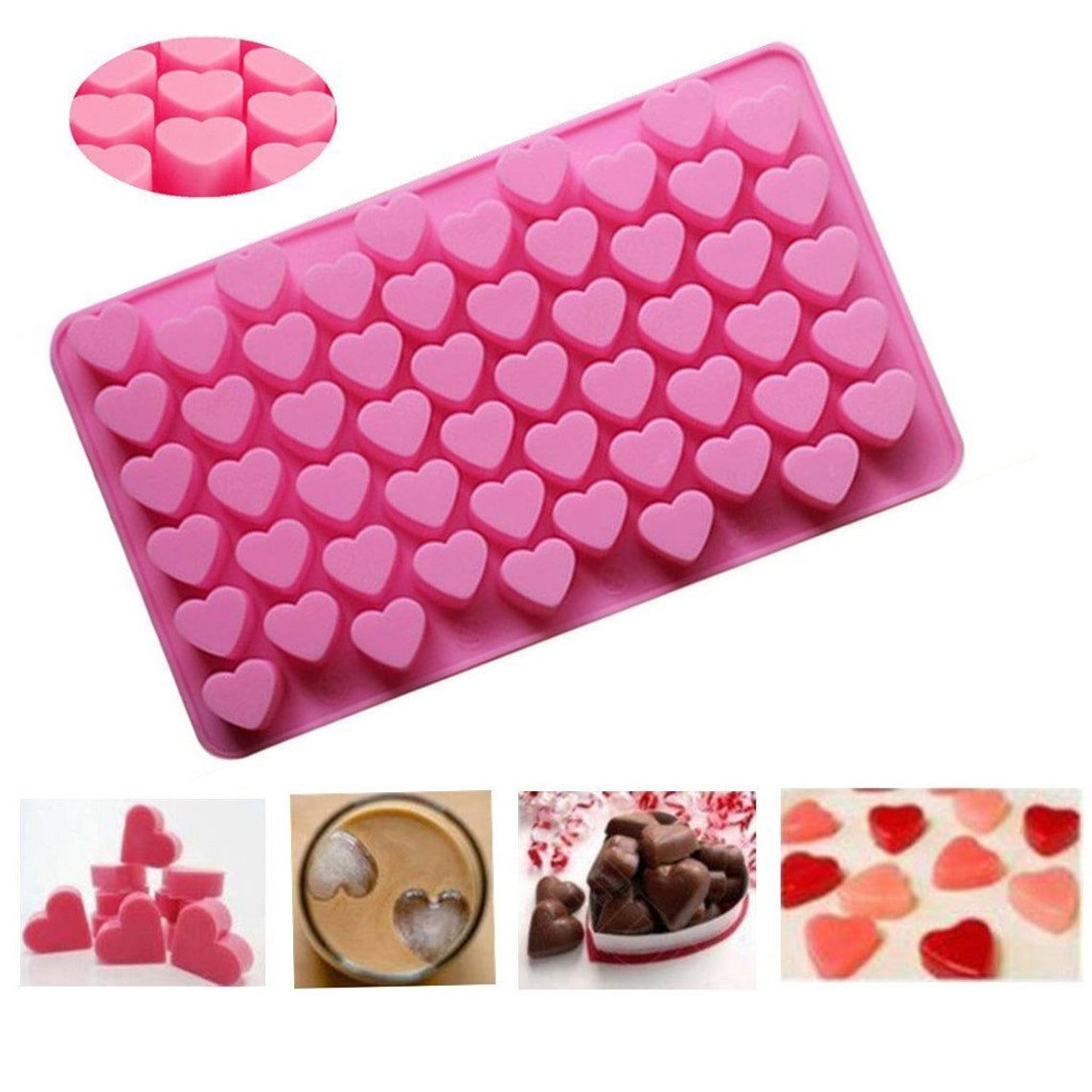 Forma dulciuri ciocolata, Sugar Love, Silicon, Model inima, Roz, 18 ...