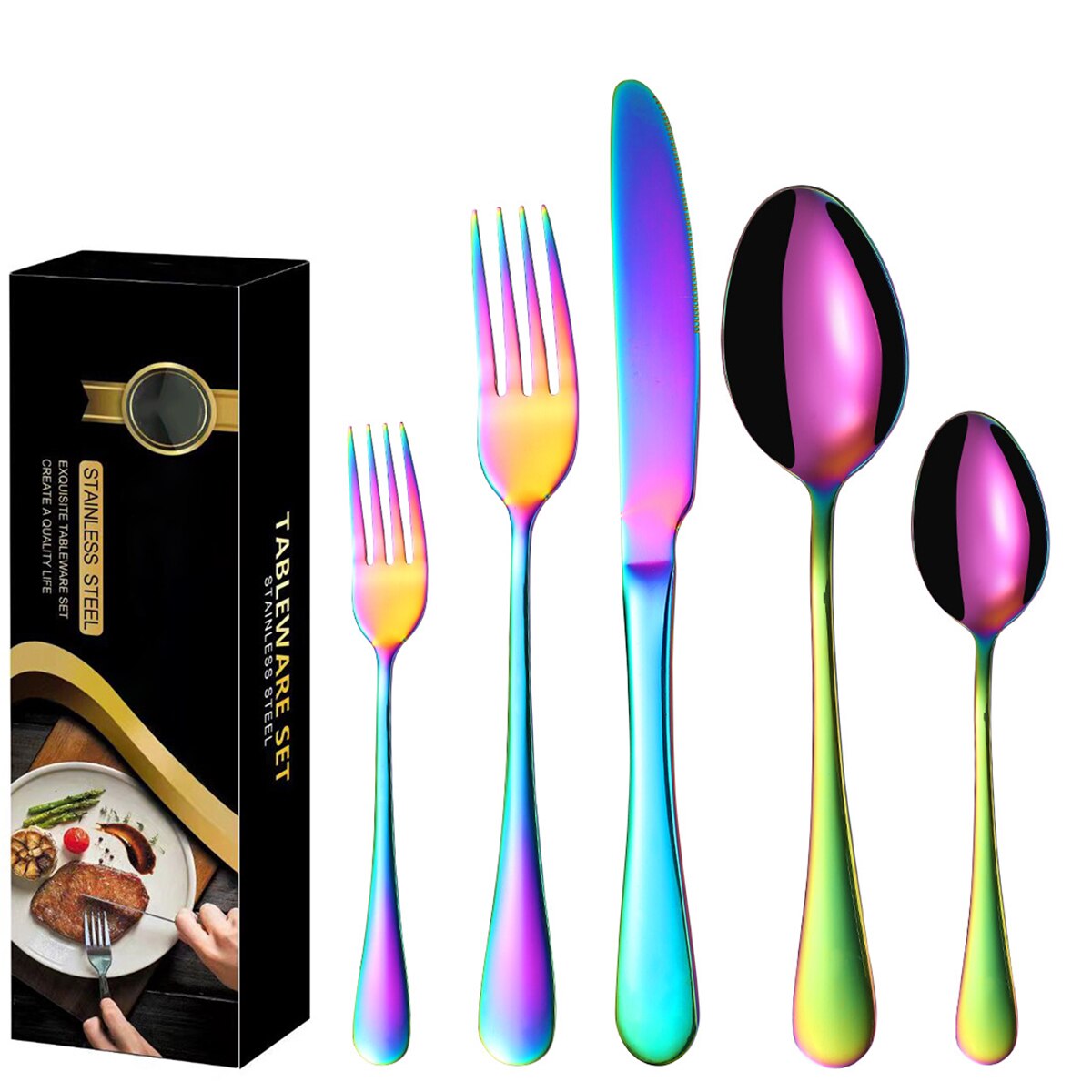 Set 20 tacamuri, Amtok, Otel inoxidabil, 4 Persoane, Multicolor - eMAG.ro