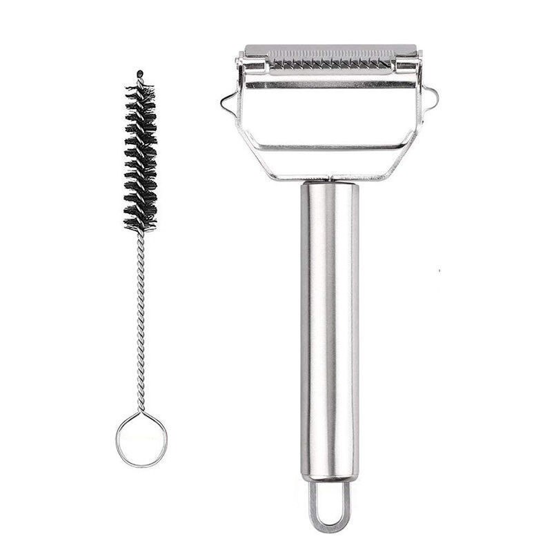 Curatator legume, Inox, Perie de curatare, 18 x 8,2 x 2,4 cm, Argintiu ...