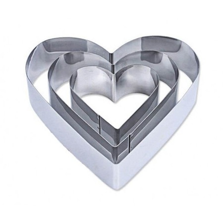 Set 3 forme prajituri, SUGAR LOVE, Inox, Model Inima, Argintiu - eMAG.ro