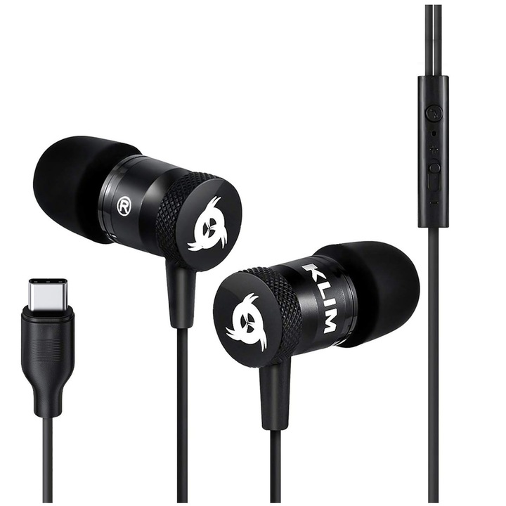 Casti in ear, KLIM Fusion C, cu microfon incorporat, ultra confort ...