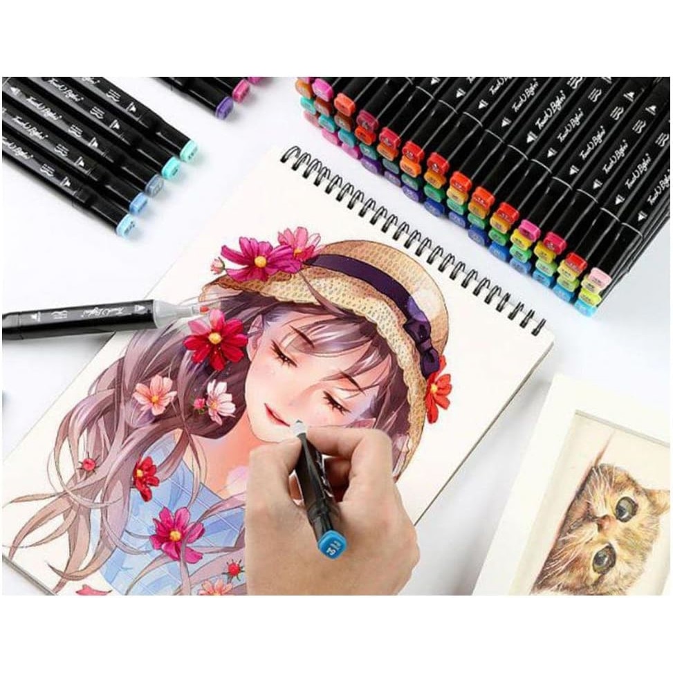 Markere 80 culori, cu doua capete, subtire si lat, perfecte pentru ...