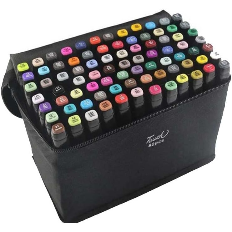 Markere 80 culori, cu doua capete, subtire si lat, perfecte pentru ...