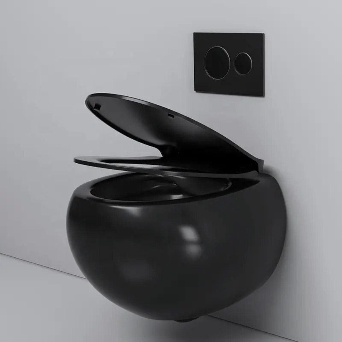 Vas wc, montaj suspendat, Rimless, Negru Mat, Power colour, 47x45 cm ...