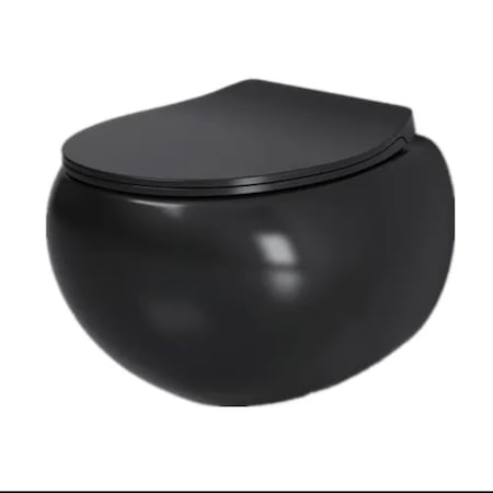 Vas wc, montaj suspendat, Rimless, Negru Mat, Power colour, 47x45 cm ...