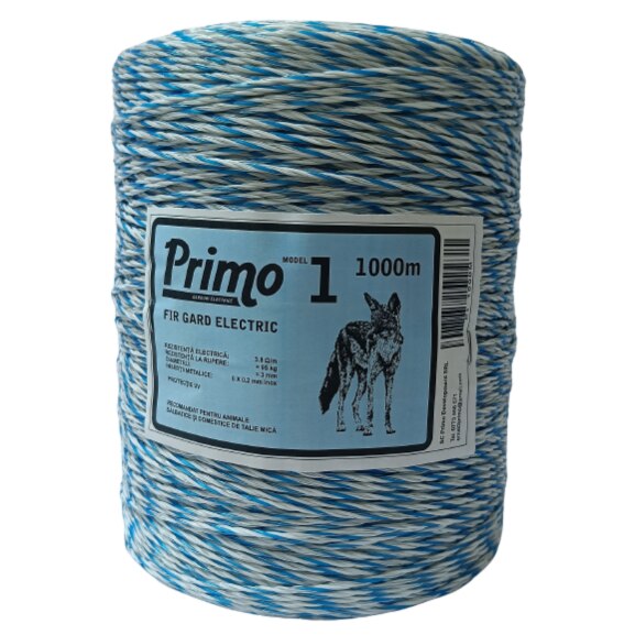Fir gard electric Primo nr. 1, 1000 m, 6 lite, alb/albastru, 3.8 Ωm, 3 ...