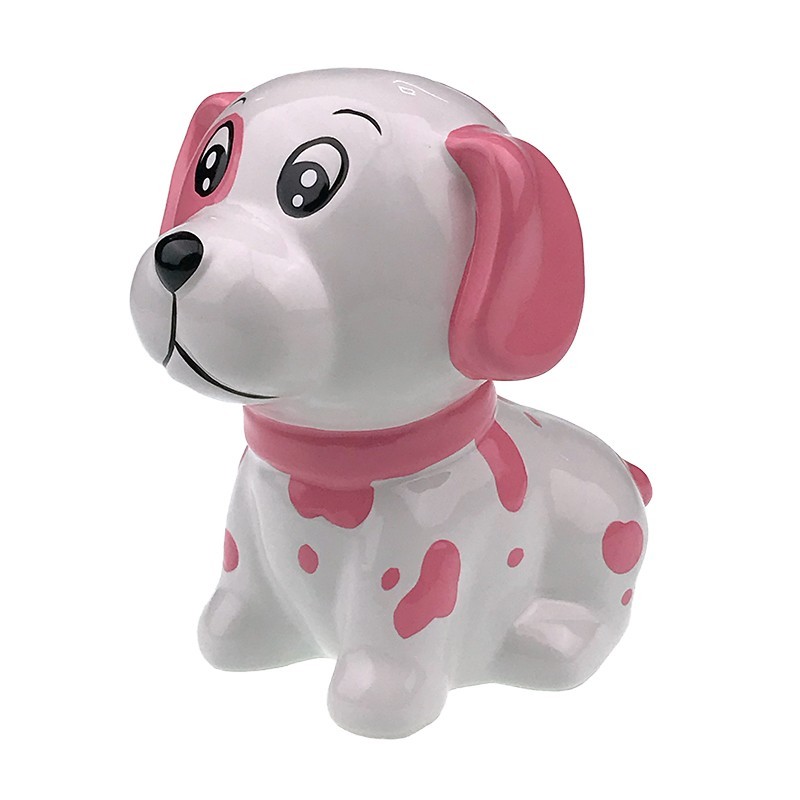 Pusculita din ceramica, model caine, 16x16cm, alb-roz - eMAG.ro