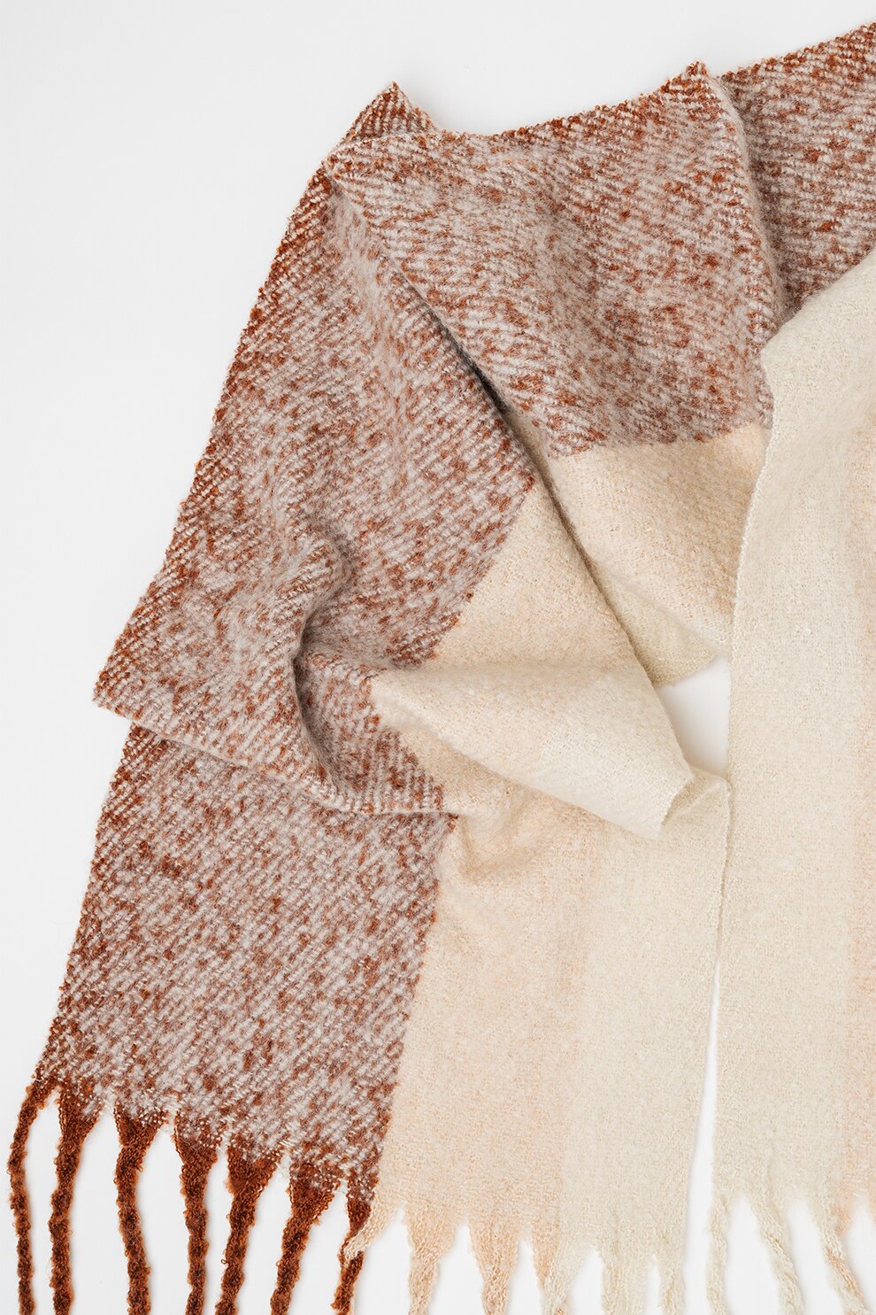 Only, Fular cu franjuri Vienna, Maro, Bej - eMAG.ro