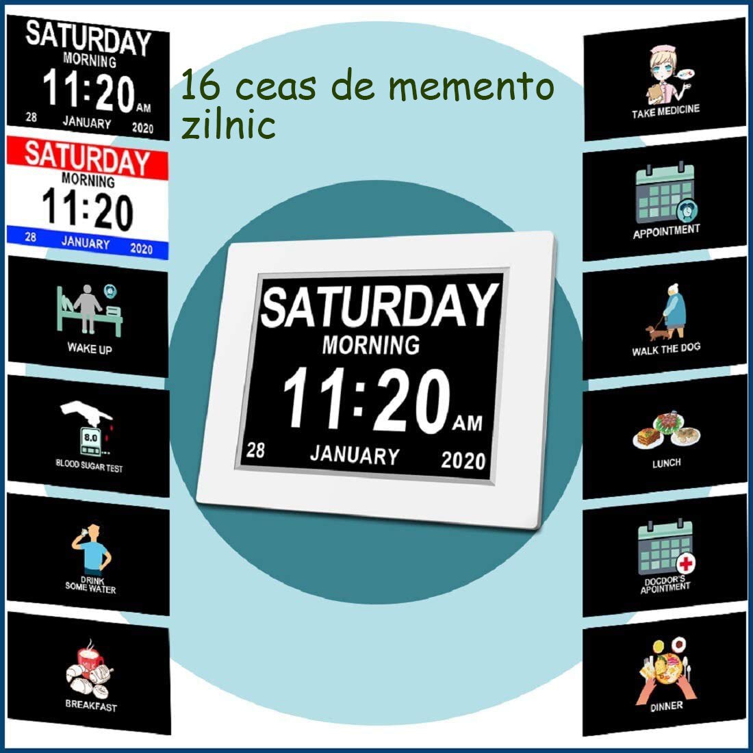 Ceas Digital de Perete cu Lumina Led Rosu, Calendar, 12 setari de ...