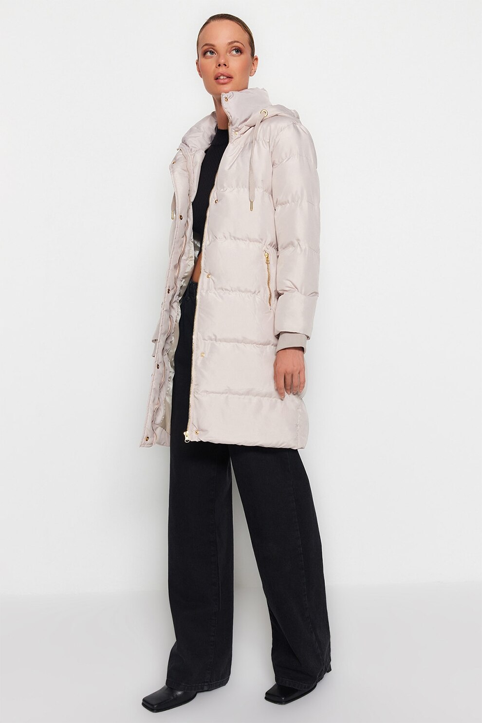 Trendyol, Geaca lunga cu aspect matlasat - eMAG.ro