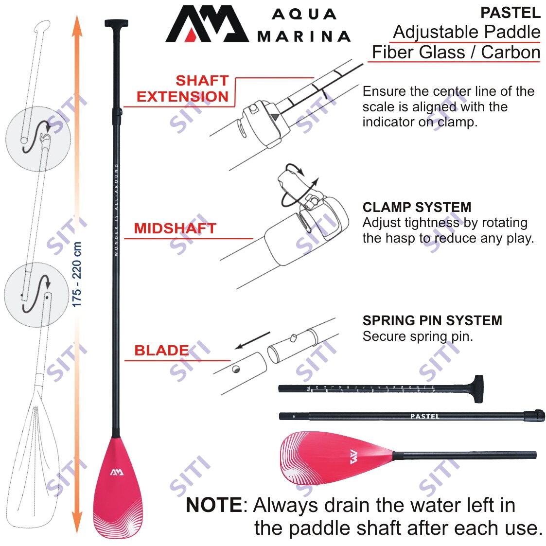 Set Placa cu vasle, AQUA MARINA, Pentru Canoe-Caiac, Gonflabila ...