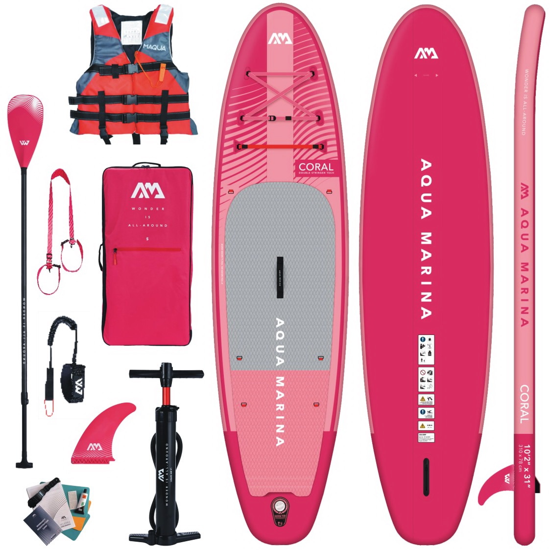 Set Placa cu vasle, AQUA MARINA, Pentru Canoe-Caiac, Gonflabila ...