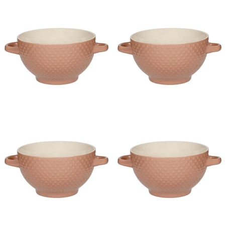 Set boluri supa, 4 piese, 650 ml, Ceramica, Roz - eMAG.ro