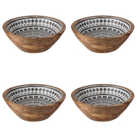 Set boluri, 4 piese, 520 ml, Lemn, Alb - eMAG.ro