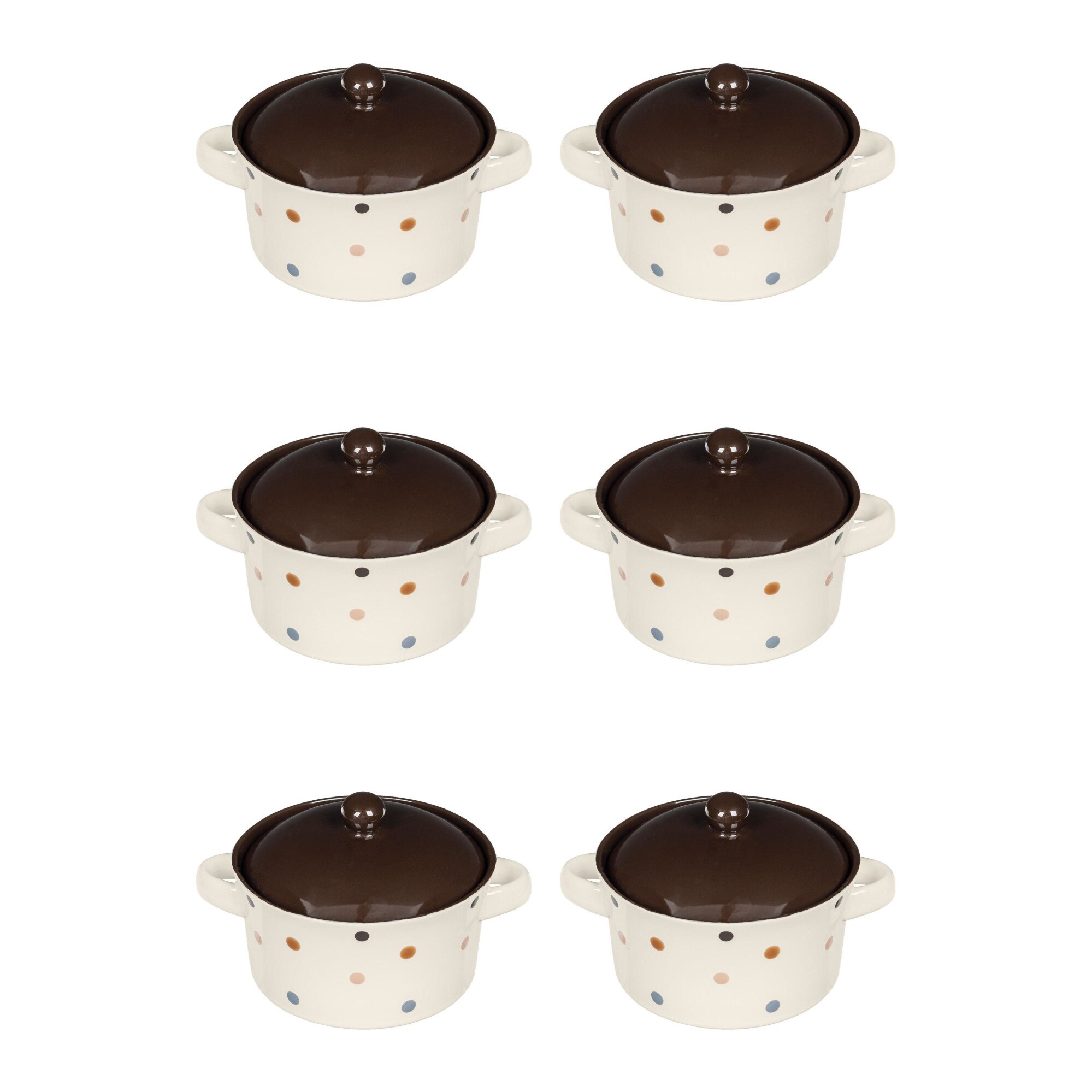 Set boluri supa, 6 piese, 650 ml, Ceramica, Bej print - eMAG.ro
