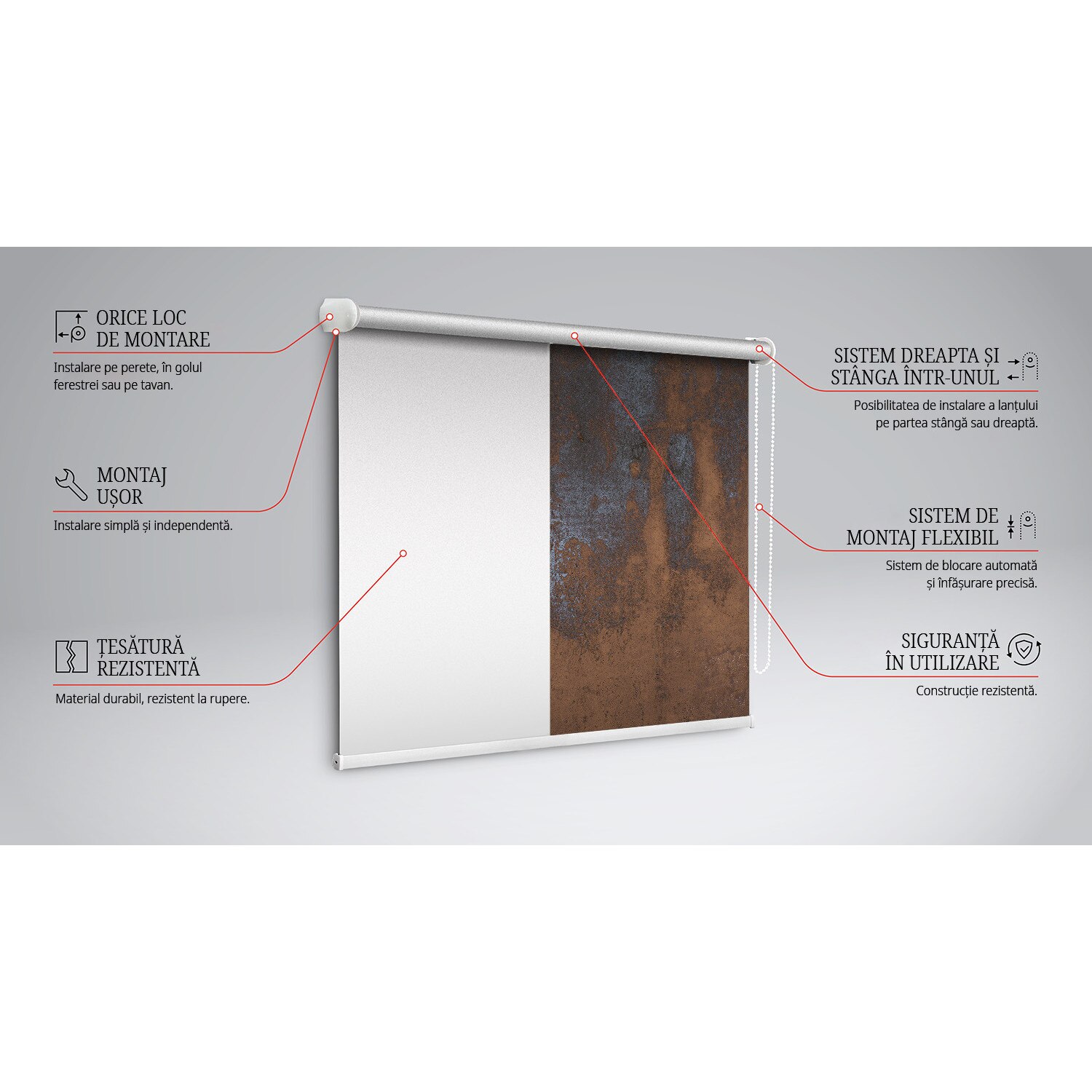 Rulou, Coloray, Black-out, Tabla ruginita, Maro, 100 cm x 100 cm ...