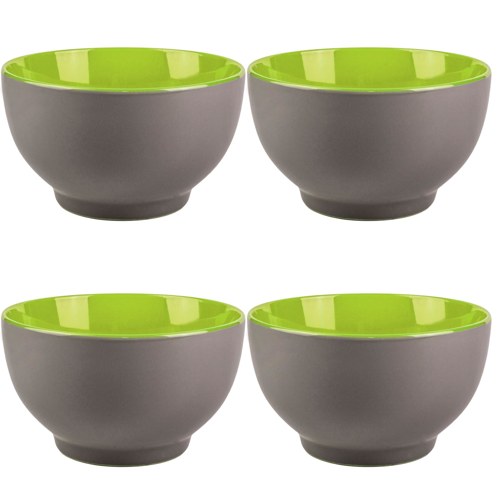 Set boluri, 4 piese, 600 ml, Ceramica, Verde Lime - eMAG.ro