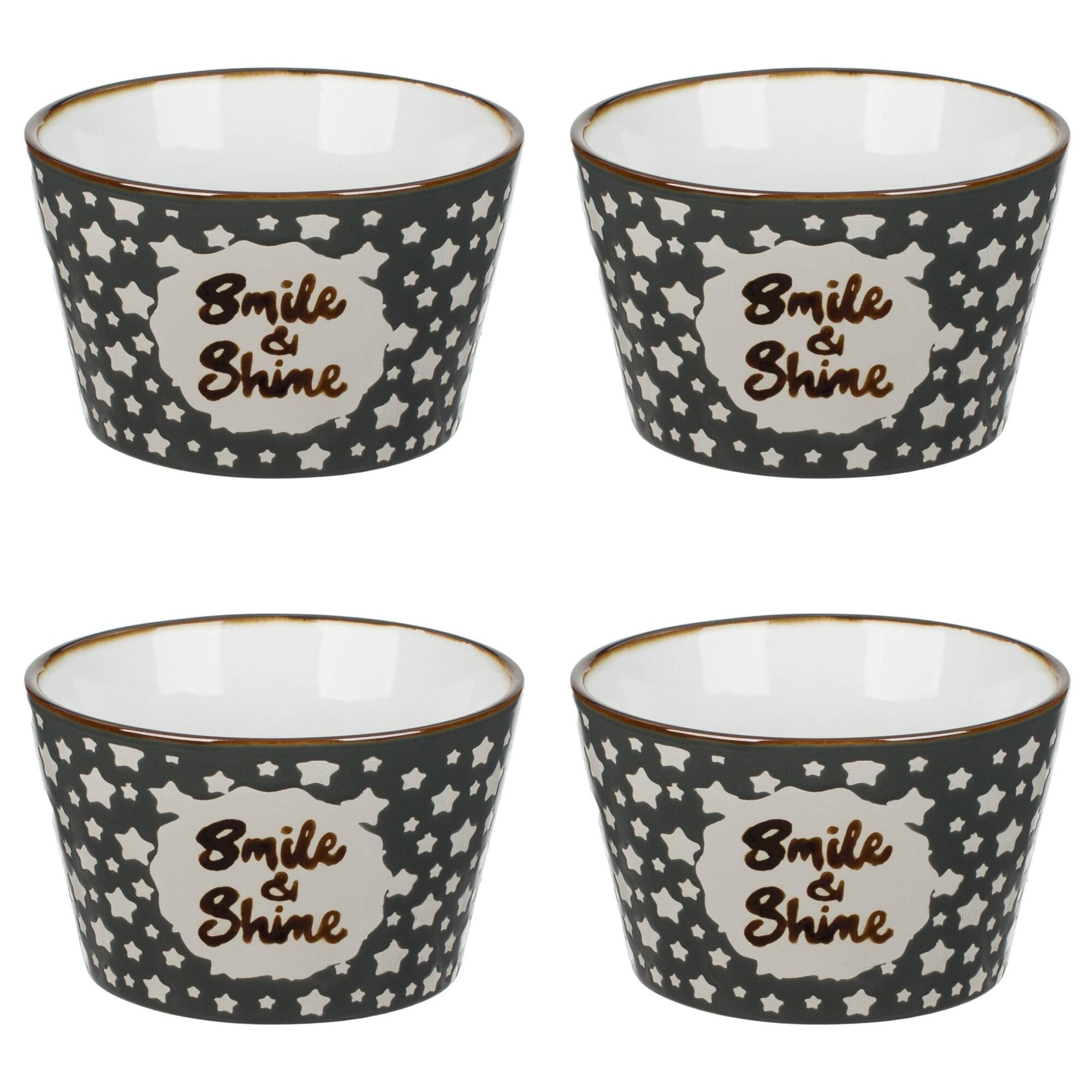 Set boluri, 4 piese, 560 ml, Ceramica, Gri - eMAG.ro